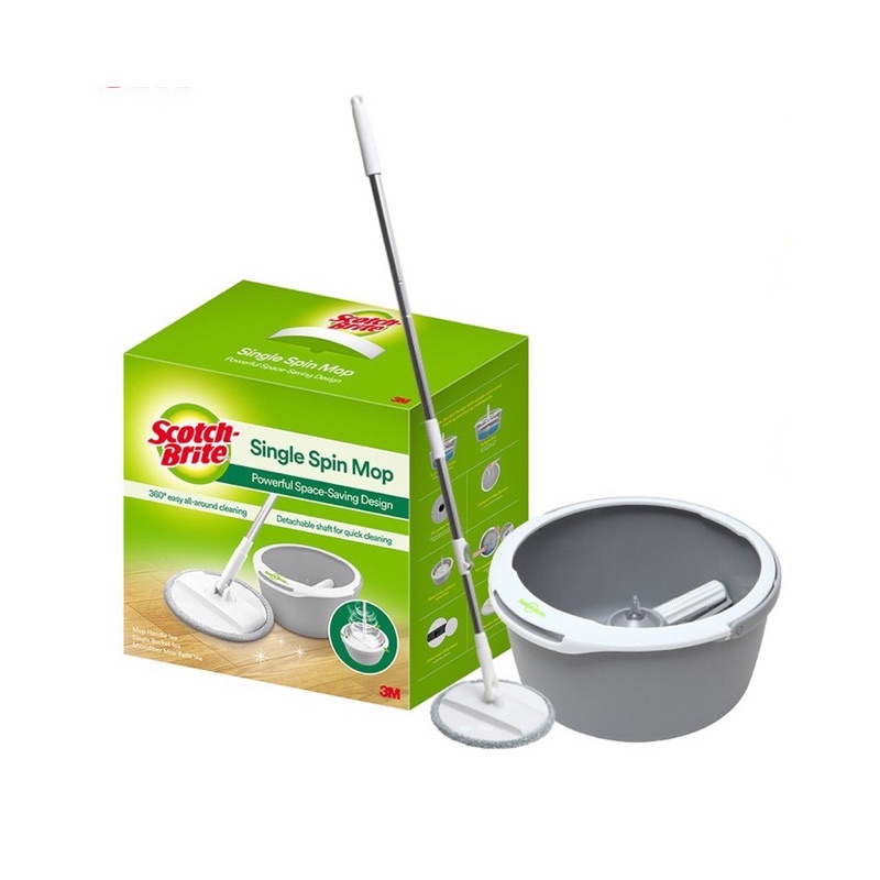 3M Scotch Brite Single Microfiber Cloth Spin Mop Speed Controlled Wet ...