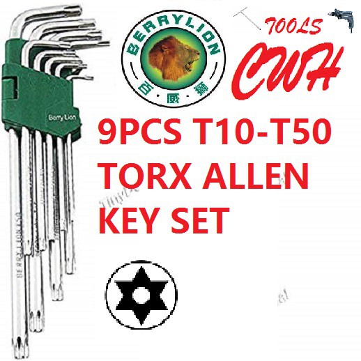 T10-T50 BERRYLION EPICA 9PCS TORX ALLEN KEY SET 578 ...