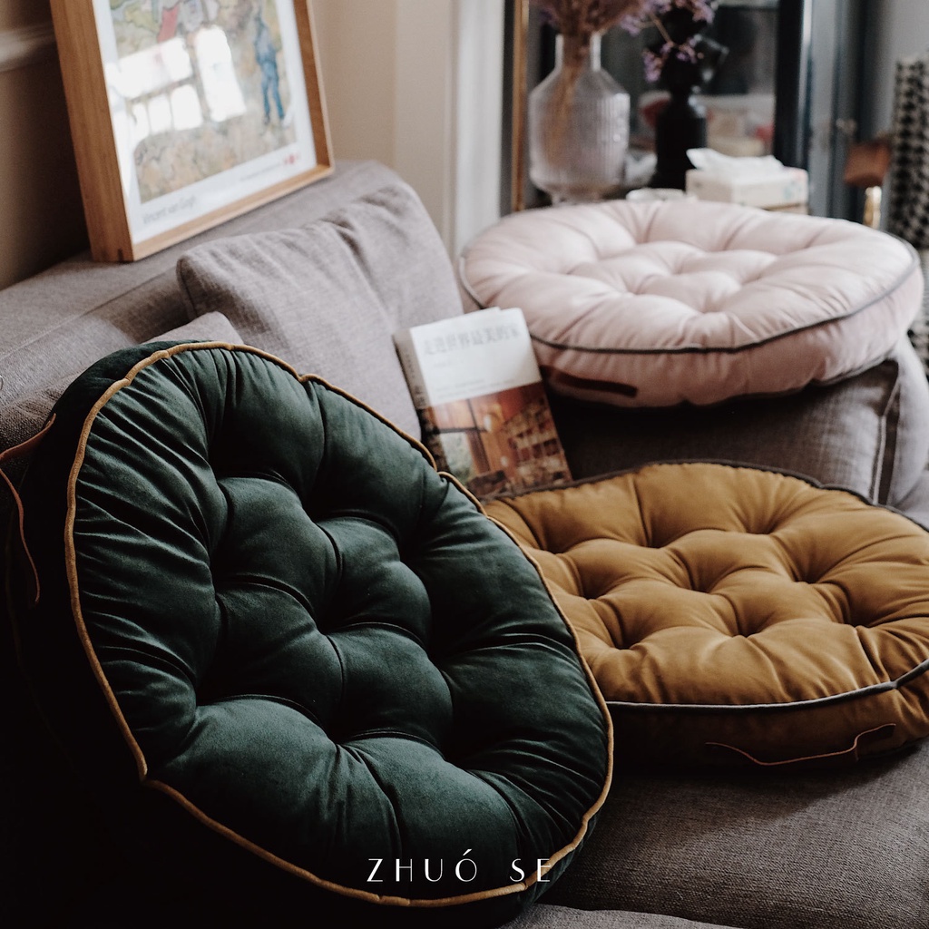 Modern Velvet Round Futon Floor Mat Chair Seat Booster Pad Patio Garden ...