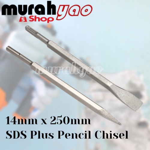 14mm x 250mm SDS Plus Flat Chisel Point Chisel for Electric Rotary ...