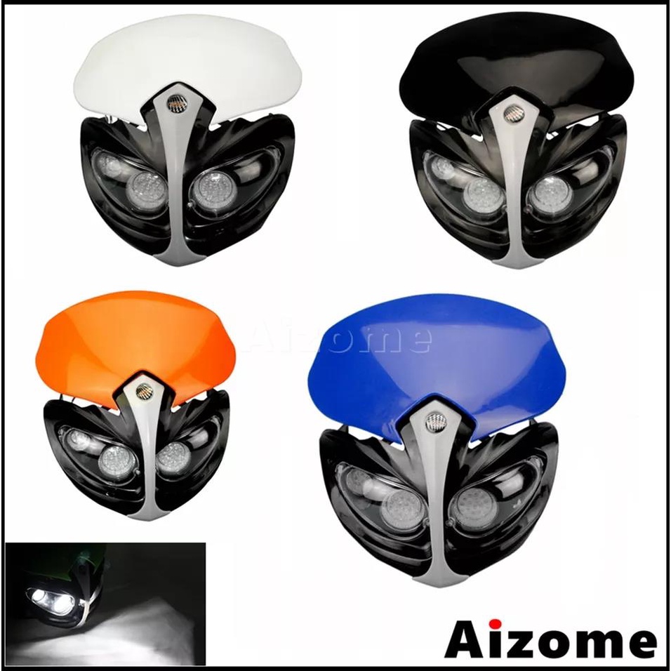 3*LED Enduro Head Lihgt Universal Motorcycle Headlight Fairing Dual ...
