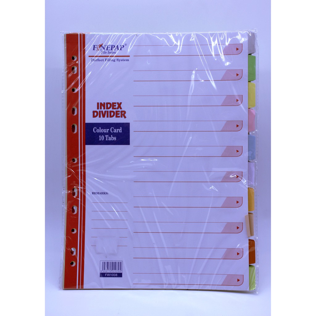 FINEPAP F-1008 A4 10C INDEX DIVIDER (5-SET) | Shopee Malaysia
