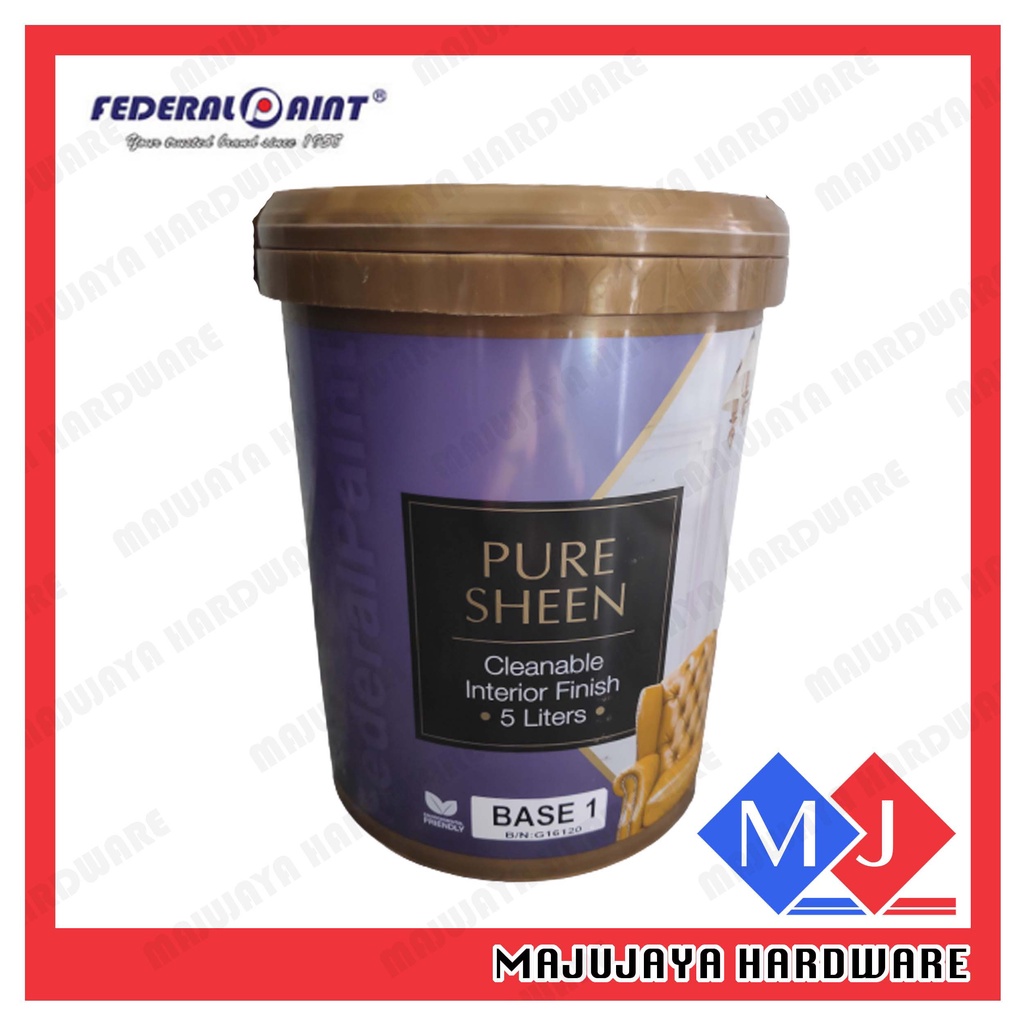 FEDERAL PAINT Federal Pure Sheen Paint 5L White Washable Interior ...