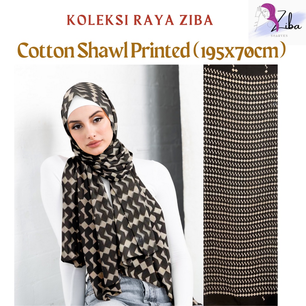 Printed Cotton Shawl - Selendang Cotton Bercorak (Modern, Colourful ...