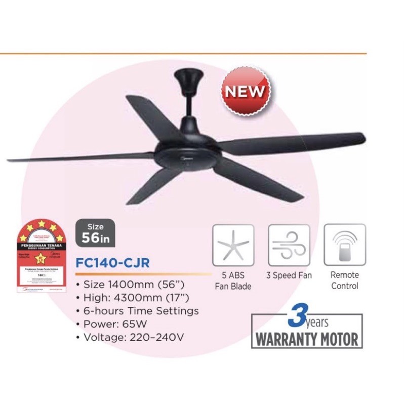 MIDEA 56” REMOTE CEILING FAN | Shopee Malaysia