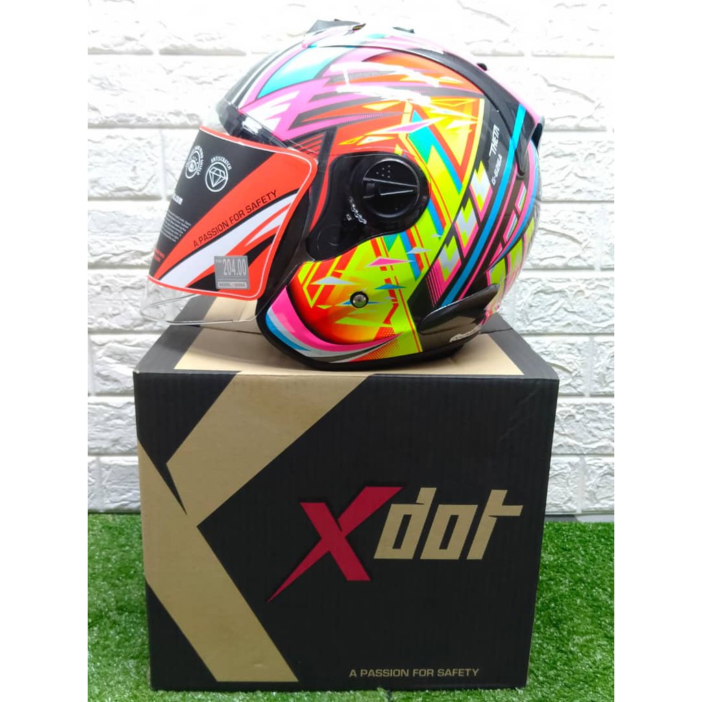 HELMET X-DOT G626A HANGRY YELLOW PINK/CEMENT GREY RED/CEMENT GREY WHITE ...
