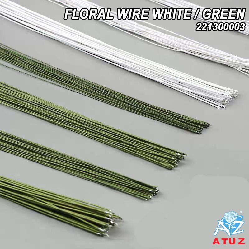 AtuZ 35cm Wire Handicraft Kawat dawai Bunga Putih / Hijau Floral Wire ...