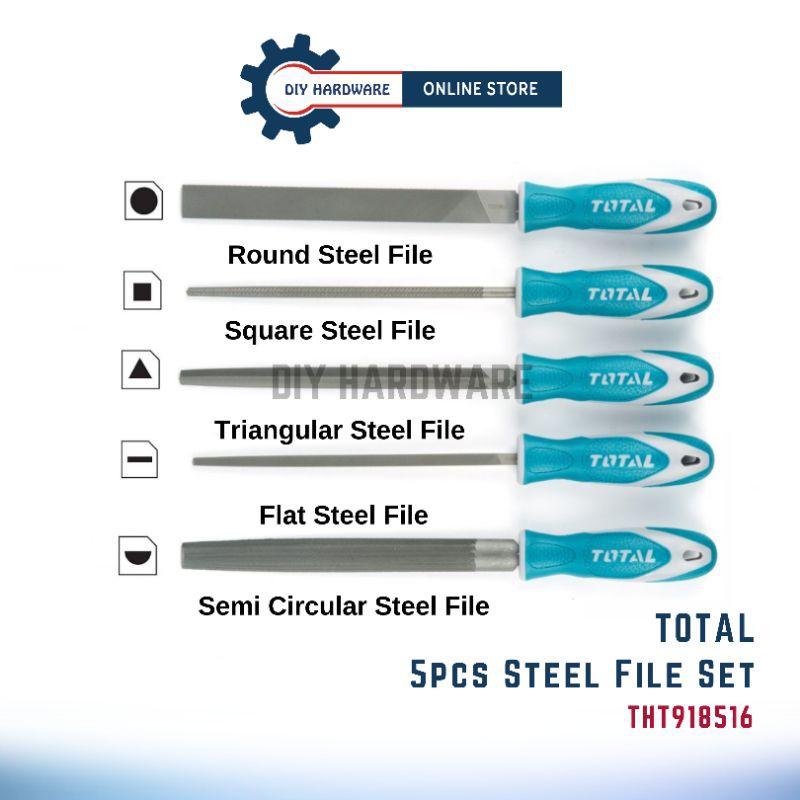 TOTAL Steel File Set (5 Pcs) THT918516 | Shopee Malaysia