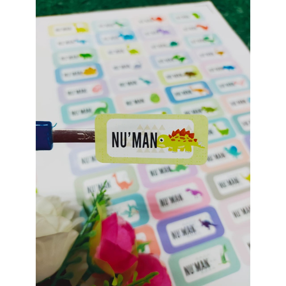 Name Sticker Waterproof, Cartoon Name Sticker, Sticker Nama Kartun ...