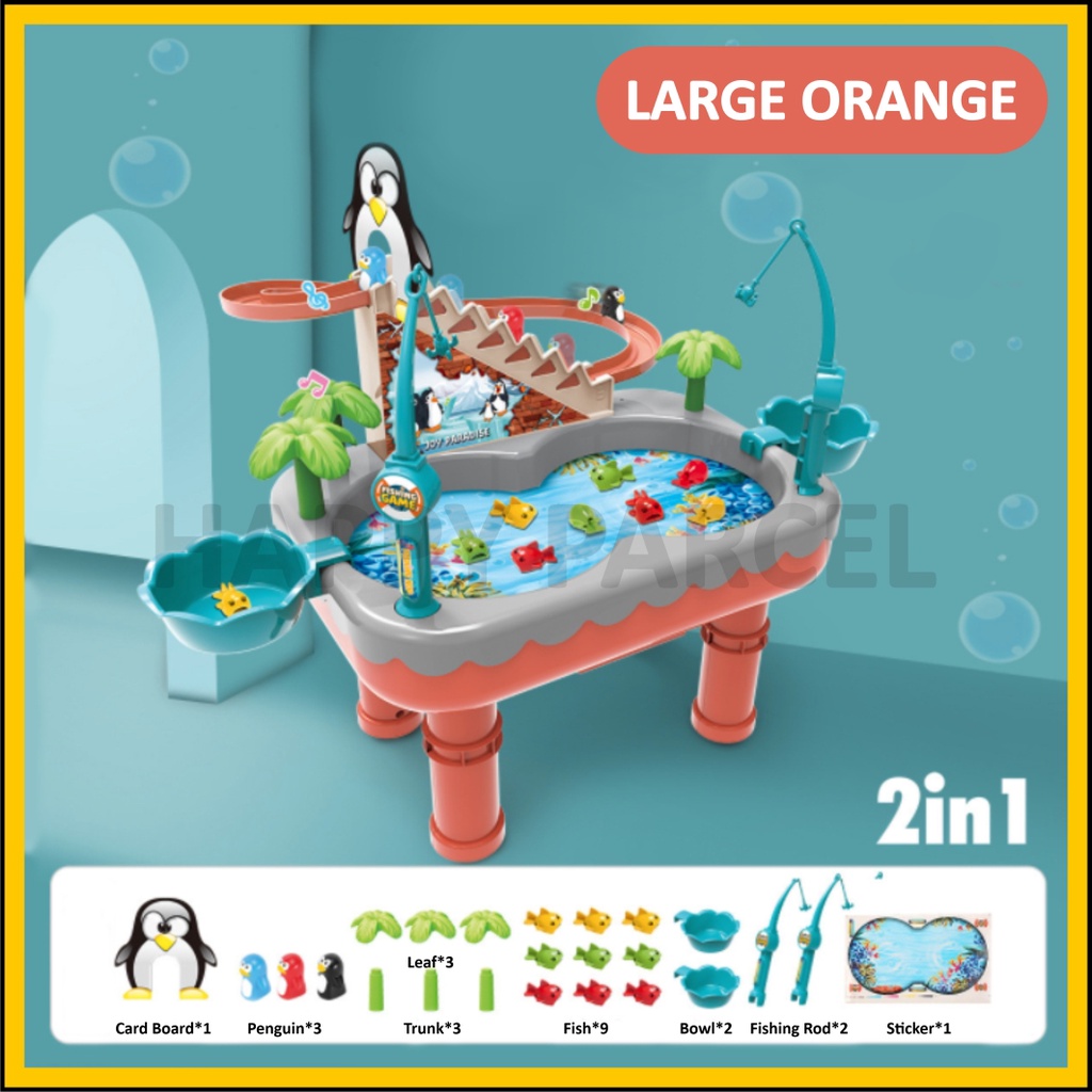 Magnetic Fishing Game Baby Penguin Race Sliding Track Montessori Toys ...