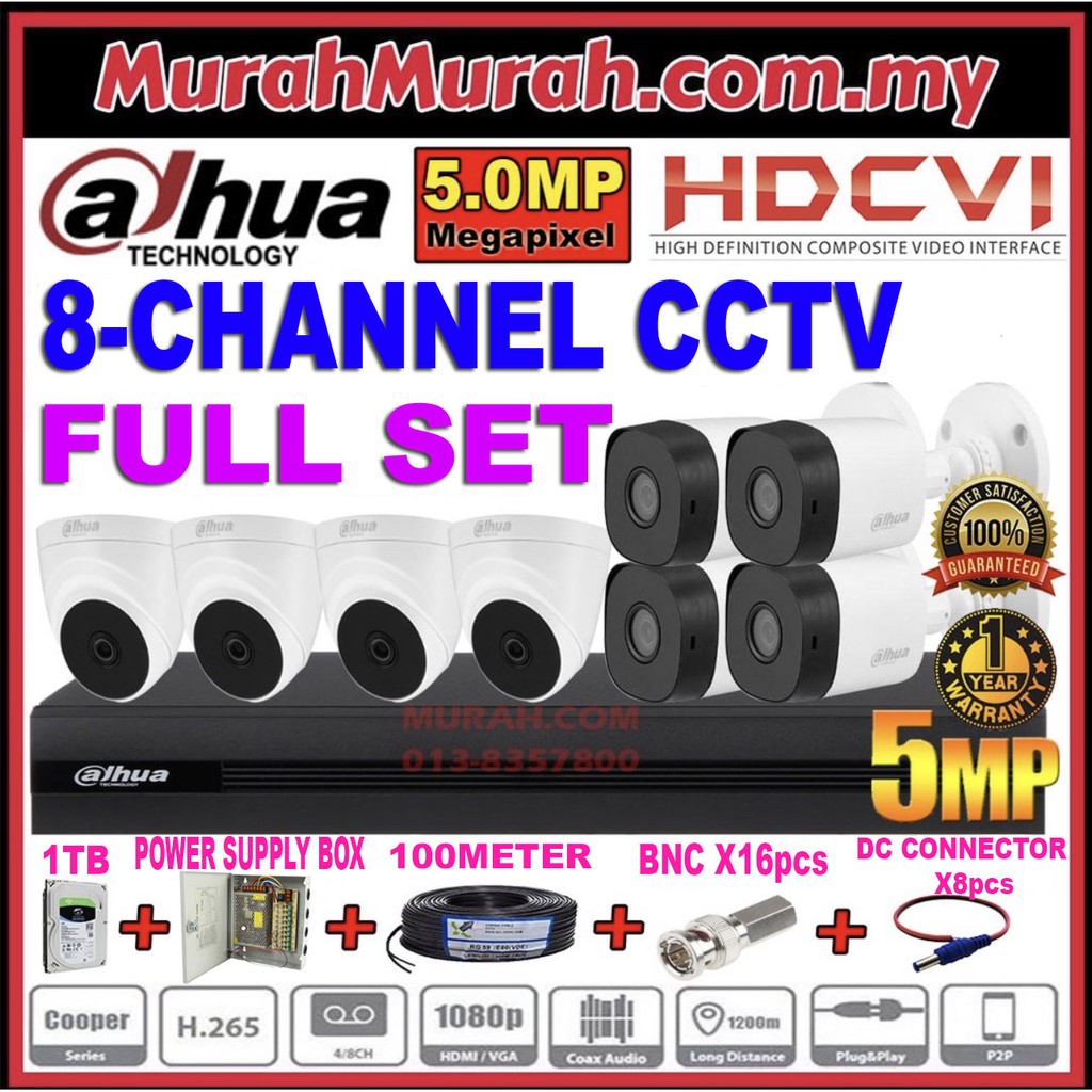 DAHUA 5MP Full Complete Set 8-CHANNEL HD 1080P CCTV 8CH DVR + Camera ...