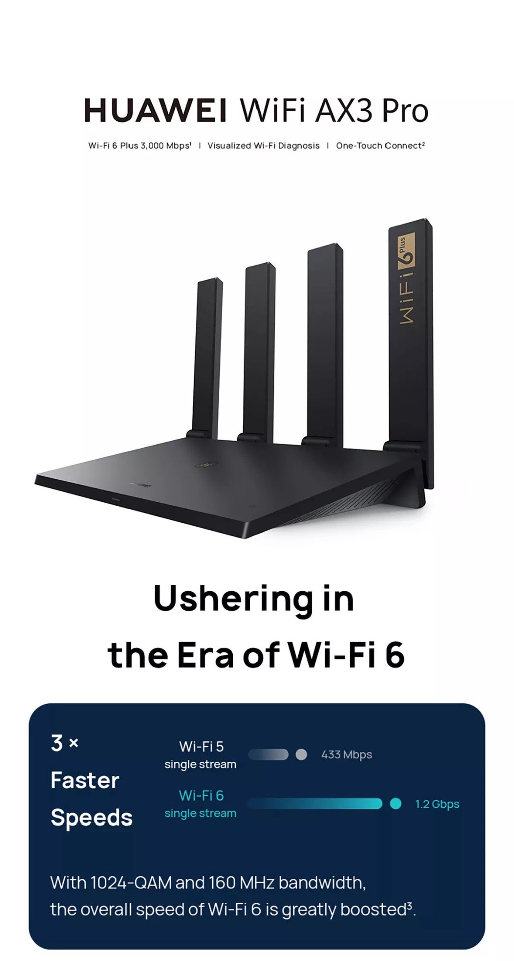 HUAWEI WiFi AX3 Pro Router | Wi-Fi 6 Plus 3000Mbps | Visualized Wi-Fi ...