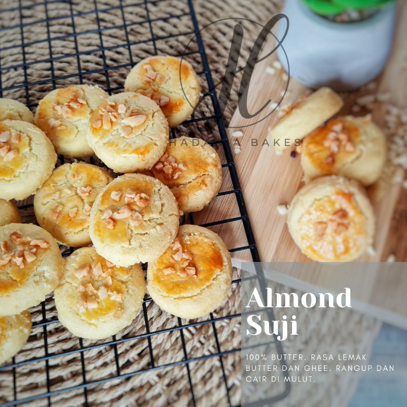Hadania Bakes Almond Sugee Suji Premium Cookies Biskut Raya Suji Badam ...
