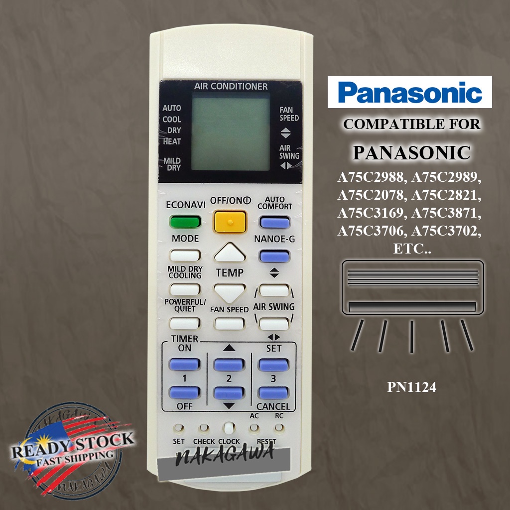 PANASONIC AIR COND REMOTE CONTROL REPLACEMENT ( A75C2988 A75C2989 ...