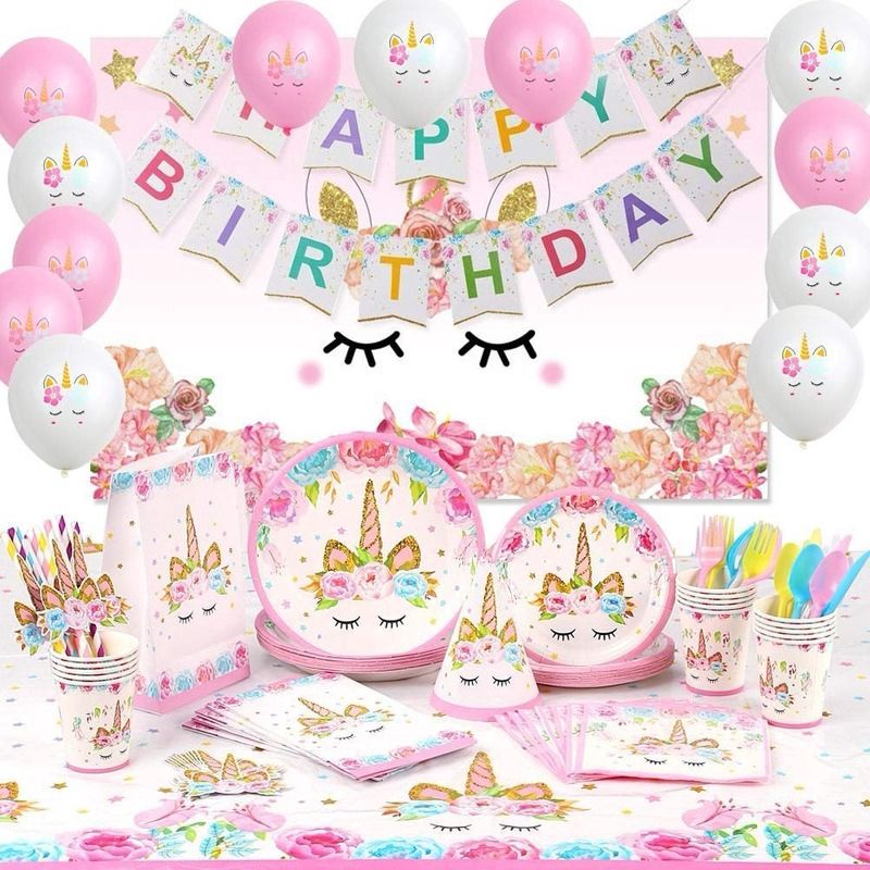 🔥READY STOCK🔥Unicorn Theme Birthday Party Decoration Set Disposable ...