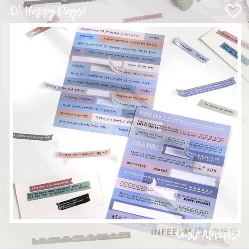 (6 Sheets) English Letter Typography Random Words Sticker Pack | Shopee ...