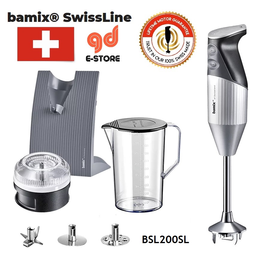 bamix SwissLine BSL200SL Silver Hand Blender Food Processor Swiss Made ...