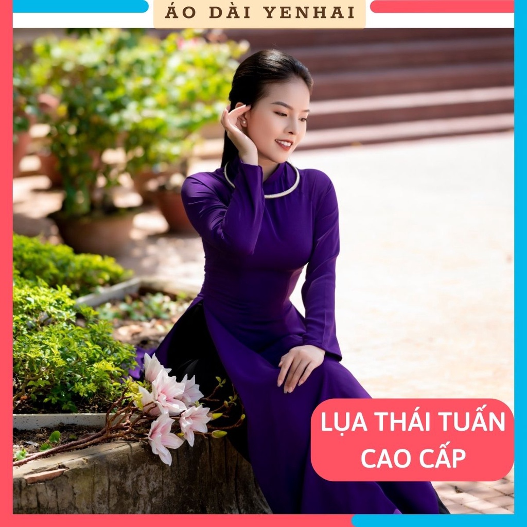 Traditional purple ao dai made of soft, stretchy Thai Tuan silk ...