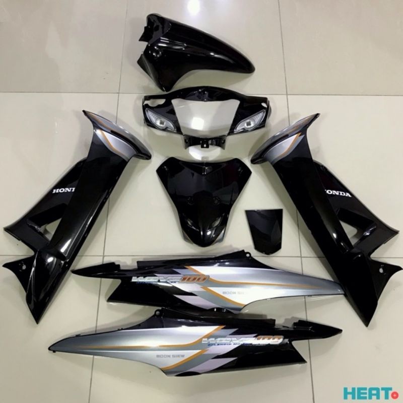 W100R COVER SET BLACK+STICKER STD MOTOR | Shopee Malaysia