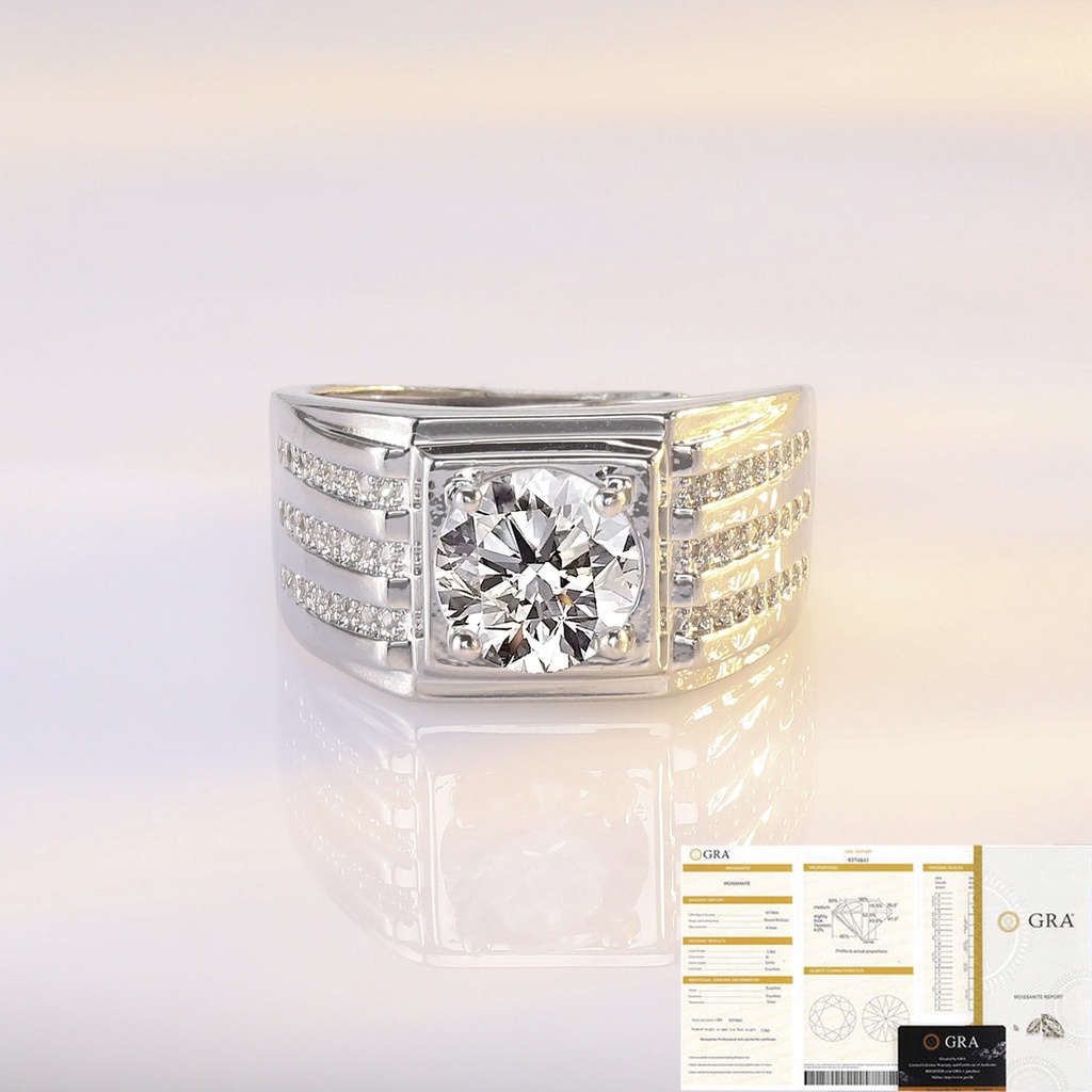 [with Gra Certificate]S925 Silver Luxury Men's Diamond Ring Full ...