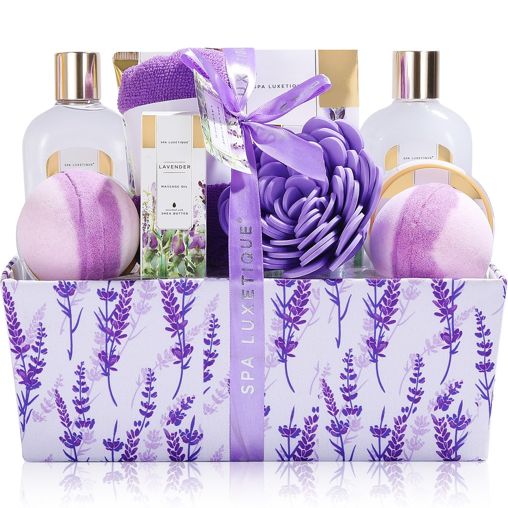 Spa Luxetique 12 Pcs ,Spa Gift Basket, Spa Gift Set, 12pcs Lavender ...