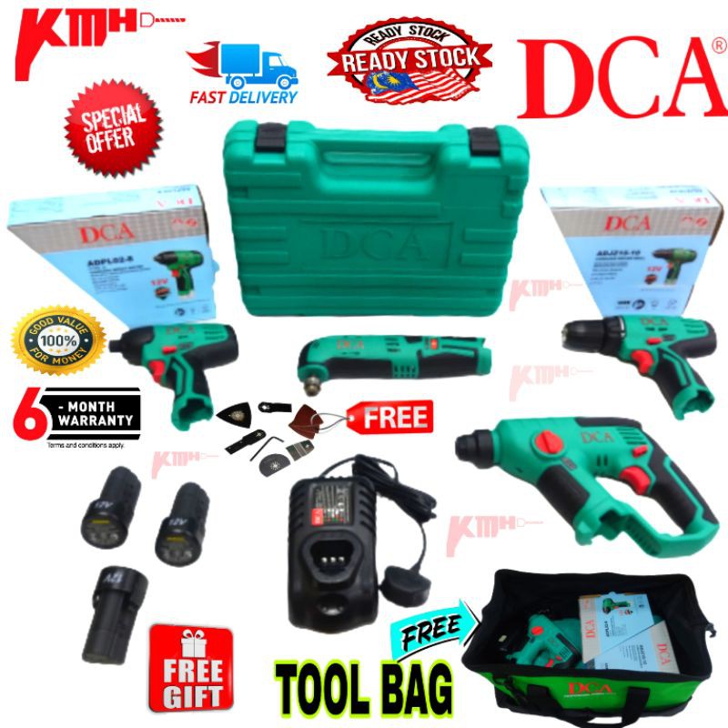 DCA 12V COMBO SET A-ADJ10-10Z CORDLESS DRILL + ADPL02-8Z CORDLESS ...