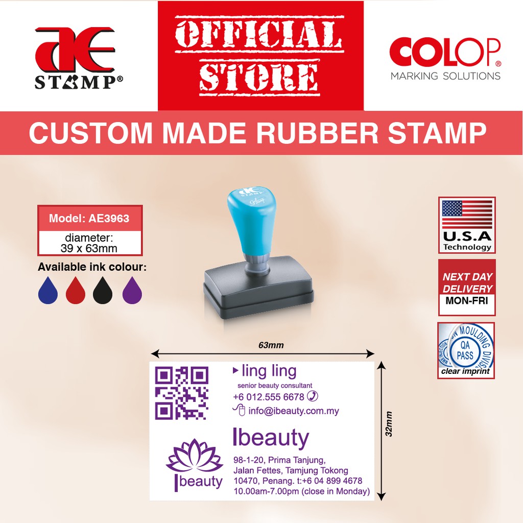 Custom Made Pre-Inked Stamp |rubber stamp gel custom cop nama stamp ...