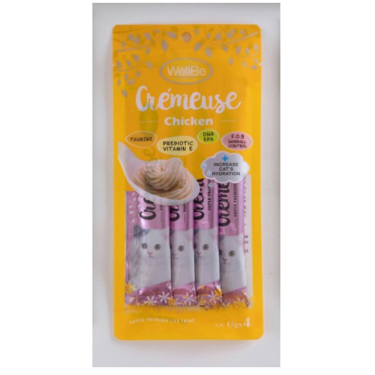 WellBe Cremeuse ( 6 Packets ) CHICKEN Flavour Cat's Treat 15g X 4 pcs ...