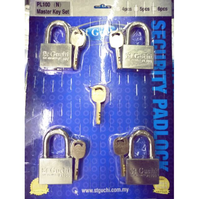 ST GUCHI PADLOCK X 4 MASTER KEY SYSTEM | Shopee Malaysia