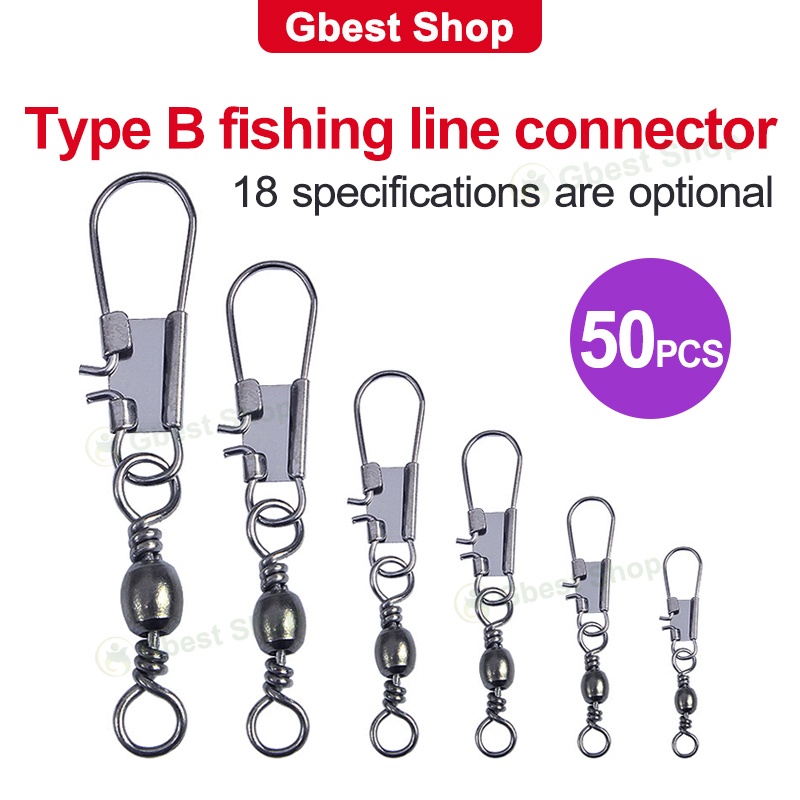 50PCS Fishing Connector Pin Line With Interlock Buckle Tackle Hanging ...