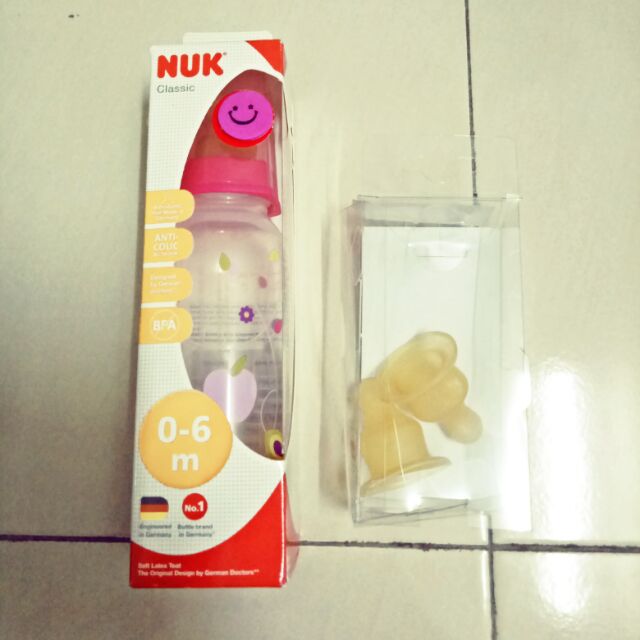 NUK bottle + free 2 teat size (0-6m) | Shopee Malaysia