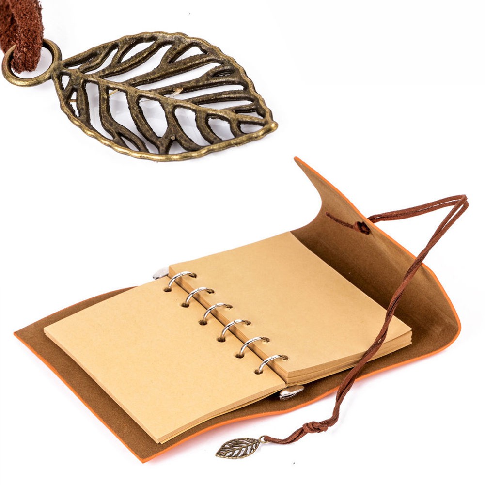 Vintage Retro Loose-leaf Notebook Faux Leather Leaf Notepad Journal ...
