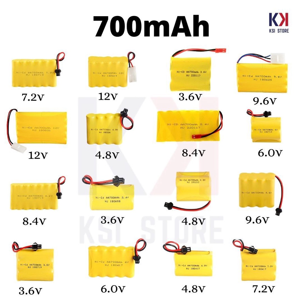 700mAh Ni-CD Rc Rechargeable Battery Bateri Kereta Kontrol 12v 9.6v 8 ...