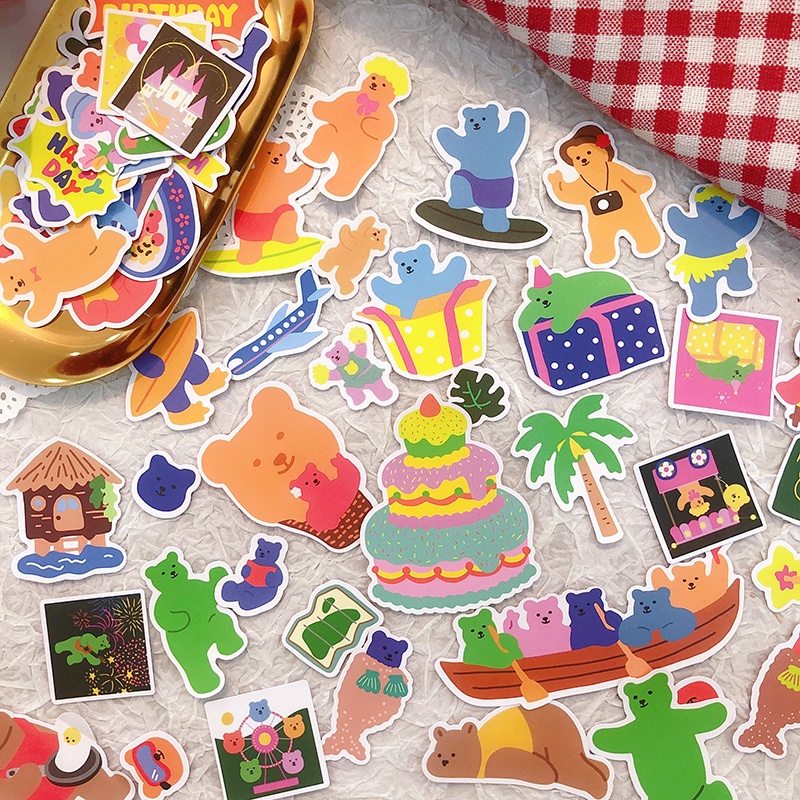 MUMU Korean INS Style Cute Bear Stickers Phone/Bottle/Notebook/Diary ...