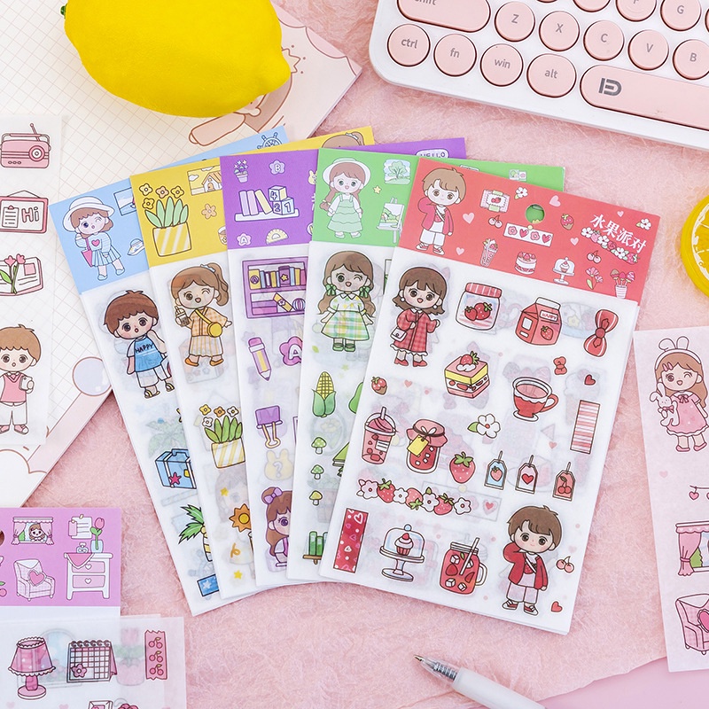 Cute Fancy Cartoon Girls Sticker School Style Cartoon Sticker Student ...