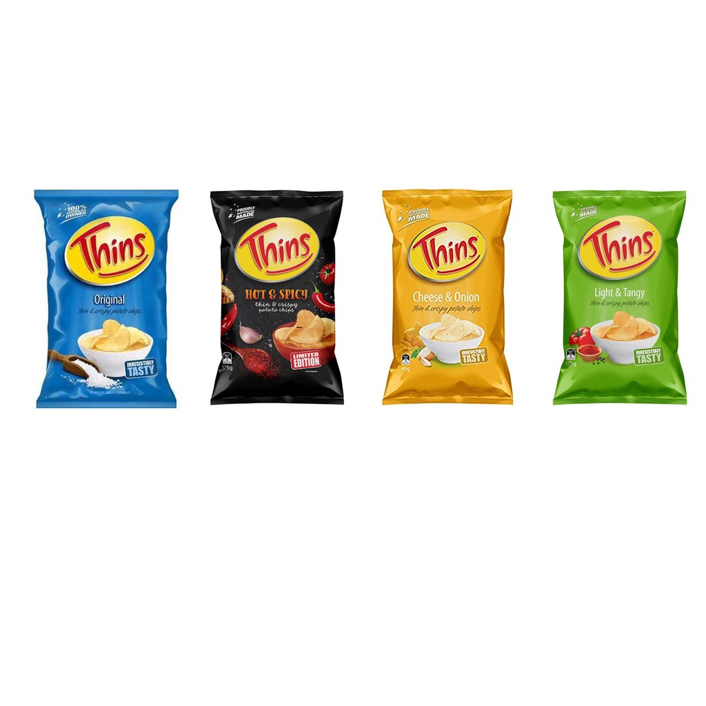 [Made in Australia] Thins Potato Chips - Original / Hot & Spicy / Light ...