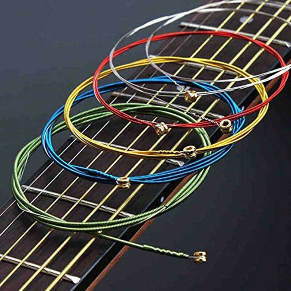 6PCS Acoustic Guitar Strings Set Colorful Guitar Strings E-A for ...