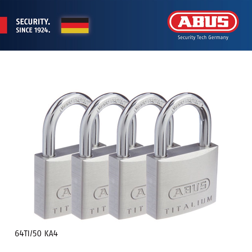 Abus 64TI/50, KA2, KA3, KA4, 64TI/50HB80, 64TI/60 Titalium Padlock. Strong, Light, Innovative ...