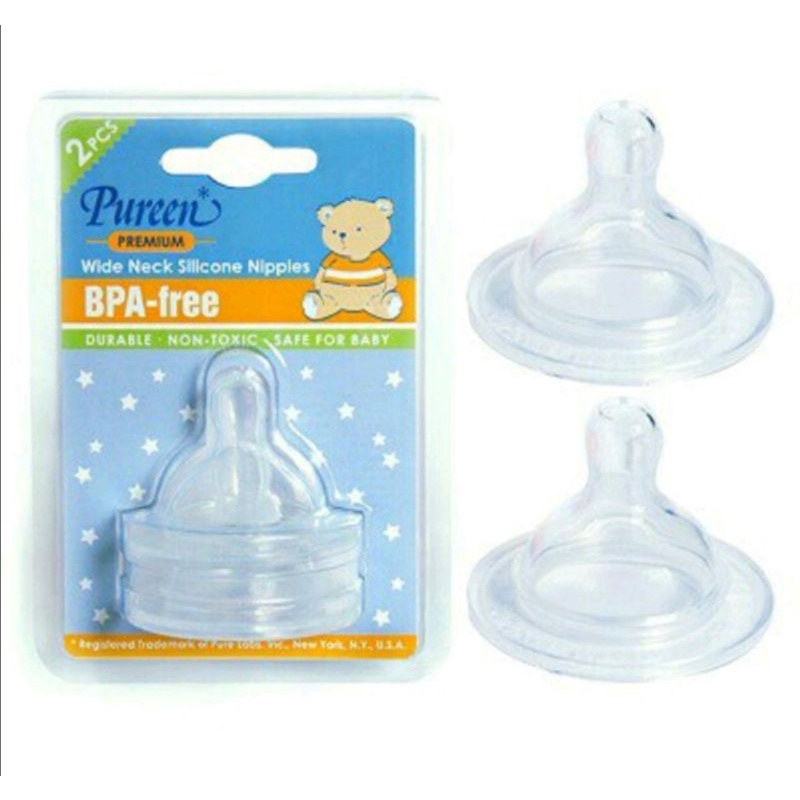 Pureen Premium Wide Neck Silicone Teat Puting Botol Susu Wide Neck ...