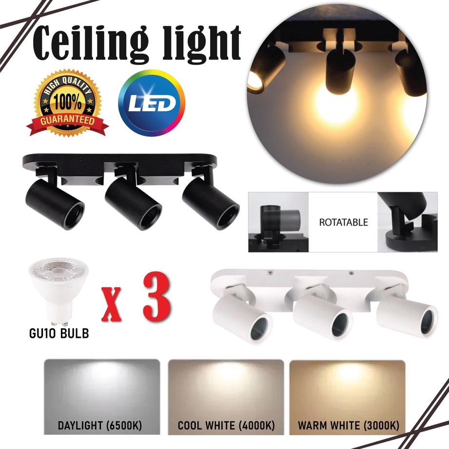 Track Light LED GU10 BULB Ceiling Black White | Shopee Malaysia