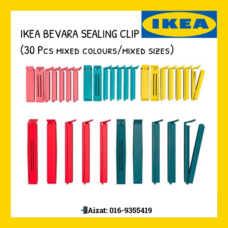 IKEA BEVARA Sealing clip (30 Pcs mixed colours/mixed sizes) | Shopee ...