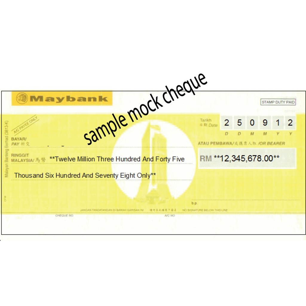Mock cheque, cek replica, cek sumbangan | Shopee Malaysia