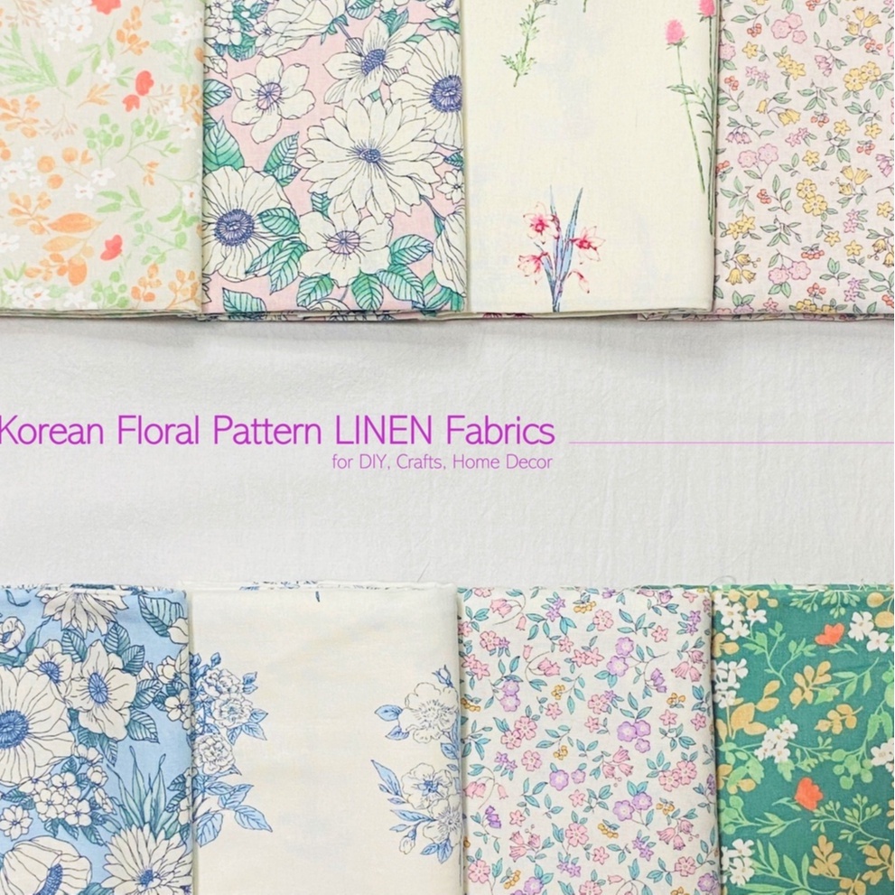 Korean Premium LINEN Cotton Fabric Vintage Floral Patterns | Shopee ...