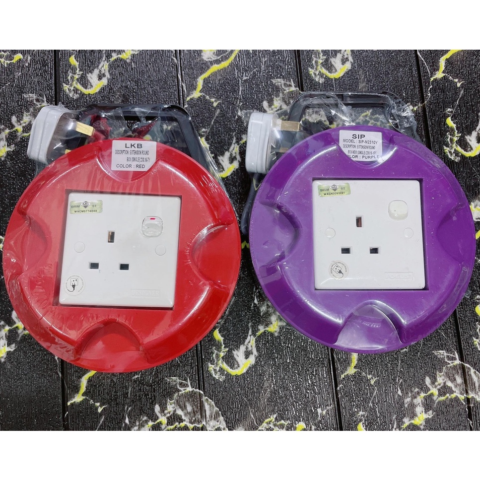 sirim approved EXTENSION wayar plug socket single round box 7meter ...