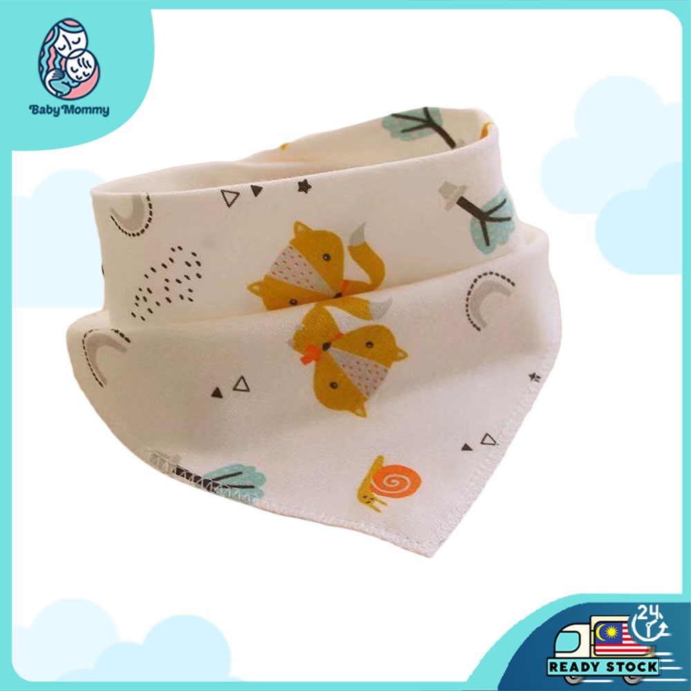 🇲🇾 ReadyStock Cotton Colorful Design Baby Cotton Bibs Triangle Bibs ...