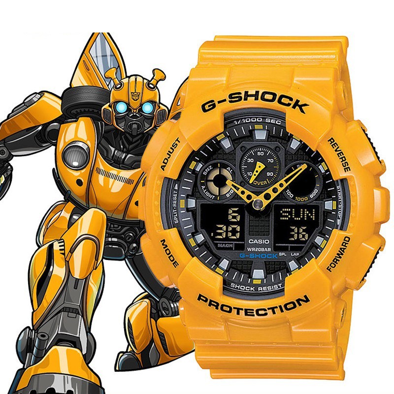 100%Ori Japan Made GA100 Bumblebee Men Sports Watch Dual Time Display ...