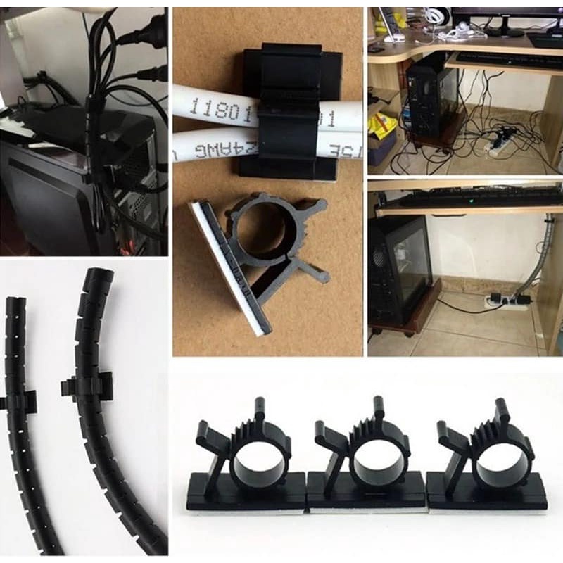 10MM Larger Self-Adhesive Adjustable Cable Clips Organizer Management ...