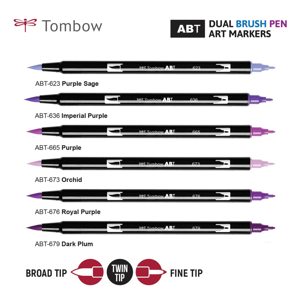 TOMBOW ABT Dual Brush Pens (96 Colors) LIST 8/16 - CALLIGRAPHY | Shopee ...