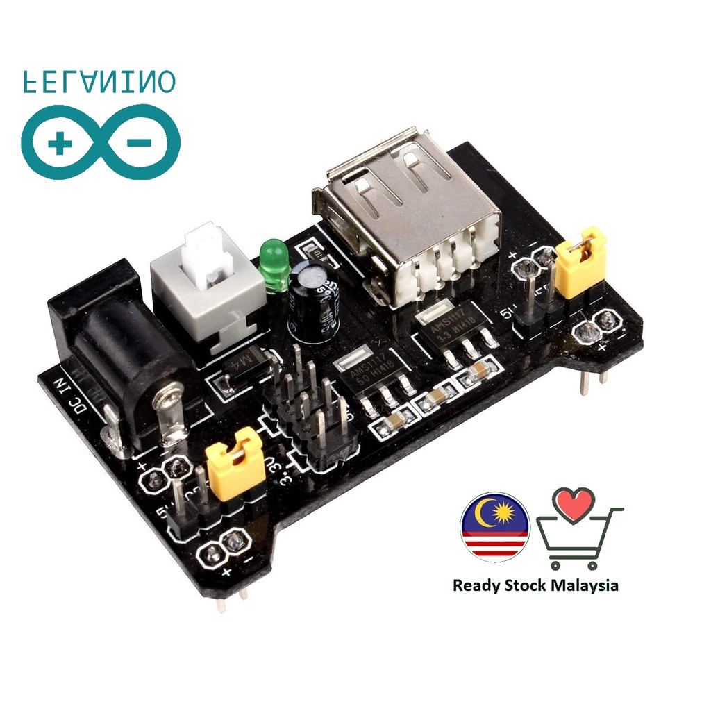 Breadboard power module compatible with 5V 3.3V MB-102 power board dual 5V/3.3 black | Shopee ...
