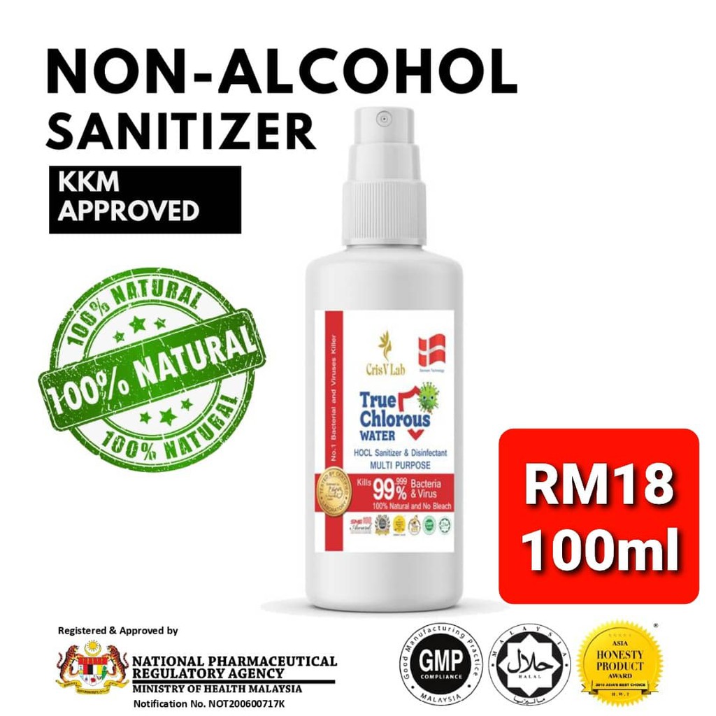 🔥KKM Approved🔥CrisV Lab True Chlorous Water Sanitizer HOCL and ...